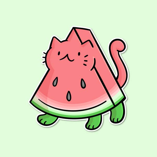 Watermelon Cat Vinyl Sticker — Cat Culture Market